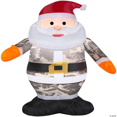 Gemmy Christmas Airblown Inflatable Outdoor Santa in Camo 3.5 ft Tall ...
