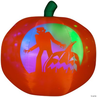 Gemmy Panoramic Projection Airblown Pumpkin (RGB) 5 ft Tall red