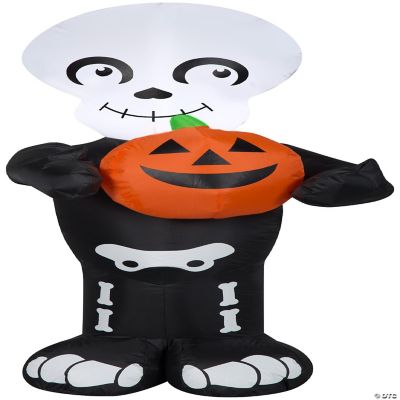 Gemmy Christmas Airblown Inflatable Skeleton Boy with JOL 4 ft Tall black