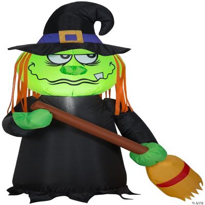 Gemmy Christmas Airblown Inflatable Stumpy Witch with Broom 3.5 ft Tall ...