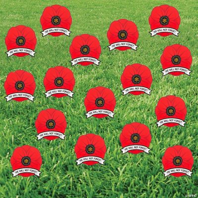 7 3/4" Bulk 24 Pc. Mini Memorial Day Poppy Single-Sided Plastic Yard ...