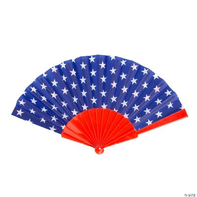 10" Patriotic Stars Folding Polyester Hand Fans - 12 Pc. | Oriental Trading
