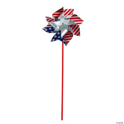 9" Jumbo Patriotic Stars & Stripes Prismatic Plastic Pinwheels – 12 Pc ...