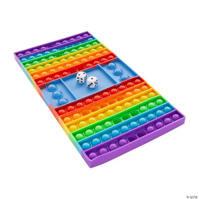 8" x 3/4" Rainbow Lotsa Pops Pop Fidget Toys Game Board with Dice ...