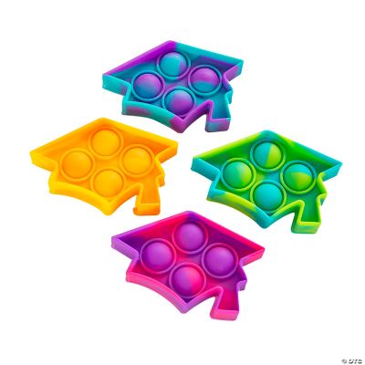 3" x 2" Mini Graduation Cap Lotsa Pops Pop Fidget Toys - 12 Pc ...