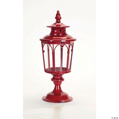 Melrose International Red Metal Lantern, 17 Inches (Set of 2)