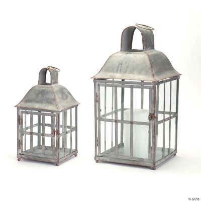 Melrose International Rustic Metal Finish Lantern (Set of 2)