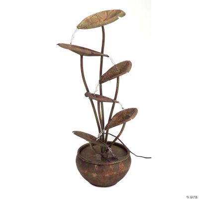 Melrose International Lotus Metal Water Fountain, 30 Inches