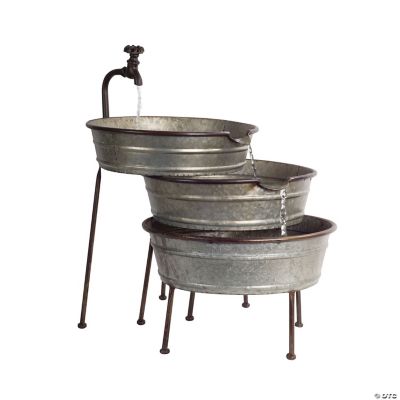 Melrose International Galvanized Tubs Metal Water Fountain, 26 Inches ...