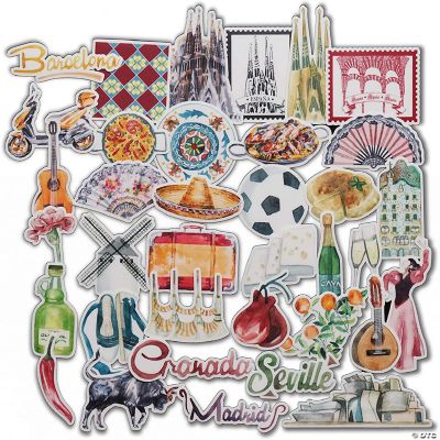 Navy Peony Sophisticated Spain Scrapbook Travel Stickers | Oriental Trading