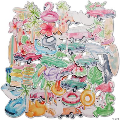 Navy Peony Tropical Beach Vacation Stickers | Oriental Trading