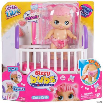 Little Live Bizzy Bubs Babies Bouncing Baby Girl Doll Gracie with Crib ...