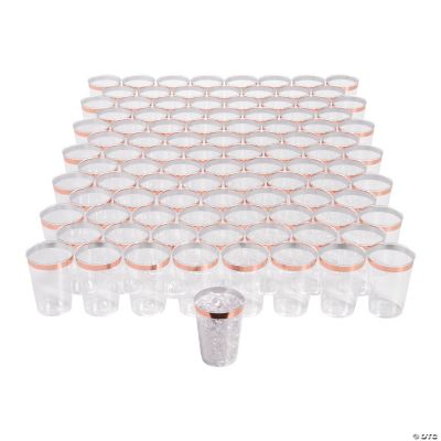 Bulk 200 Pc. Rose Gold Rim Plastic Cups | Oriental Trading