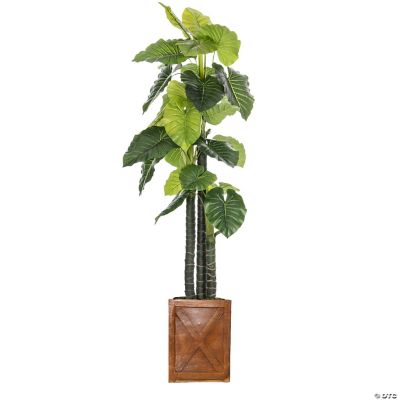 Vintage Home Artificial Faux Real Touch 81" Tall Elephant Ear Plant And ...