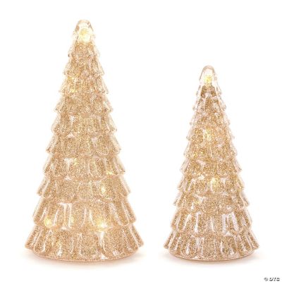 Melrose International Gold Sparkle Glass Holiday Tree Décor, 12 and 15 ...
