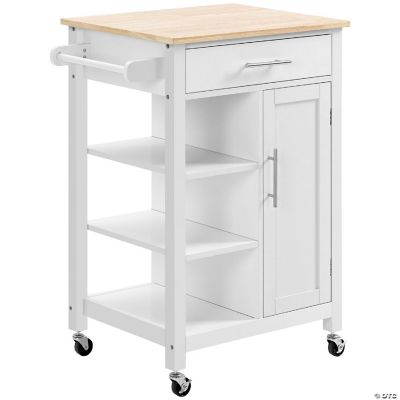 HOMCOM White Compact Kitchen Utility Cart | Oriental Trading