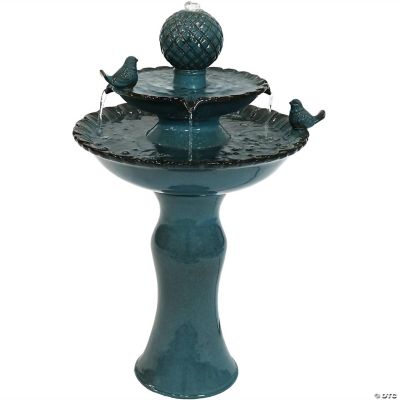Sunnydaze 27"H Electric Green Ceramic 2-Tier Resting Birds Outdoor ...