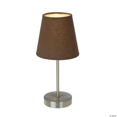 Sand Nickel Basic Table Lamp with Brown Shade