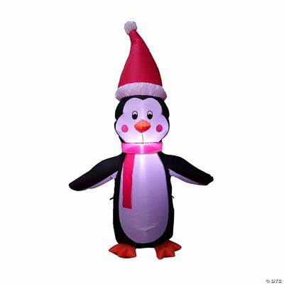 ProductWorks 7-Foot Candy Cane Lane Inflatable Penguin Outdoor Holiday ...