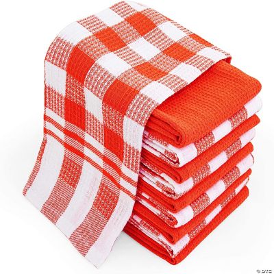 Chef Pomodoro - (Orange, Pack of 10) Everyday Kitchen Towels - Waffle ...