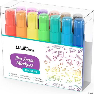 WallDeca Dry-Erase Thick Fine Line Markers, 13 Assorted Colors ...