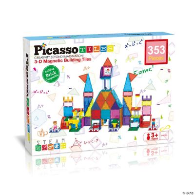 PicassoTiles 353 PC Magnetic Tiles and Brick Compatible, Classic Brick ...