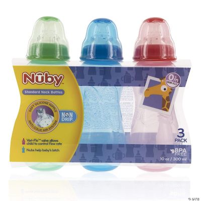 NUBY BPA FREE Non Drip Bottles, 10oz, 3 Pack, Red/Blue/Green | Oriental ...