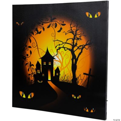 LED Lighted Spooky House Halloween Canvas Wall Art 19.75" x 19.75 ...