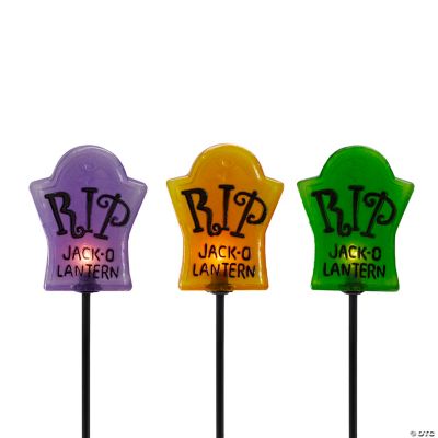 Set of 3 Tombstone Halloween Pathway Markers - 3.5ft Black Wire ...