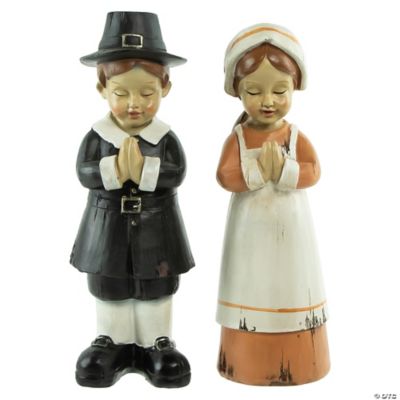 Set of 2 Pilgrim Children Praying Fall Decoration - 9.25"