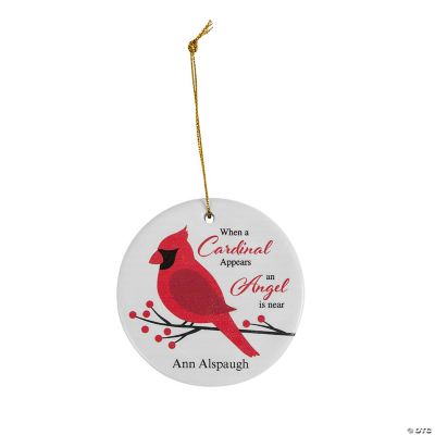 Personalized Round Cardinal Christmas Ornaments - 12 Pc.