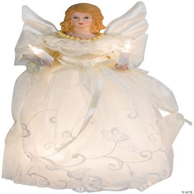 Kurt Adler 10-Inch Light-Up Gold Ivory Angel Christmas Tree Topper