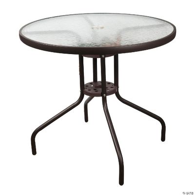Garden Outdoor Wave Glass Patio Dining Furniture Round Steel Table ...