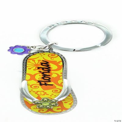 Florida Orange Flip Flop Pewter Key Ring