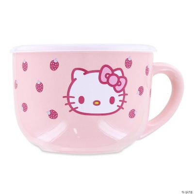Hello Kitty Strawberries 25oz Ceramic Soup Mug with Vented Lid ...