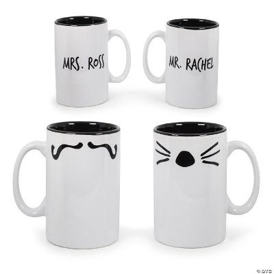 Friends Mr. Rachel Whiskers and Mrs. Ross Moustache Double-Sided Mugs ...