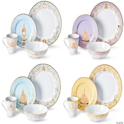 Disney Princess 16-Piece Dinnerware Set Cinderella, Jasmine, Ariel ...