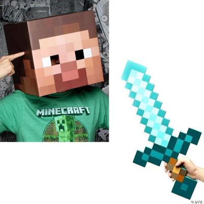 Minecraft 12" Steve Head & Sword Costume Kit