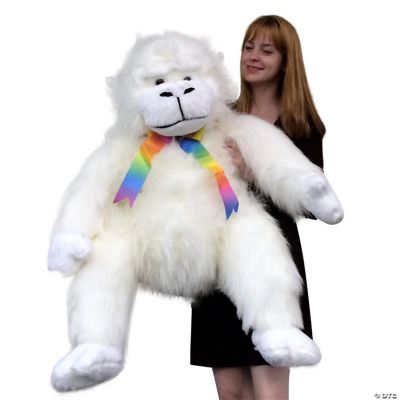 Big Teddy Giant Stuffed White Gorilla Monkey 40 Inch Rainbow Ribbon ...