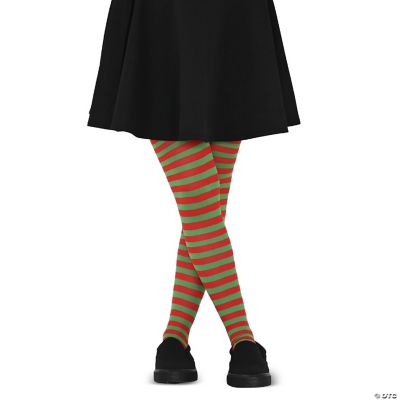 Skeleteen Red and Green Tights - Striped Nylon Christmas Elf Stretch ...