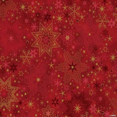 Star Sprinkle Snowflakes Red Gold Cotton Fabric by Stof sold by the ...