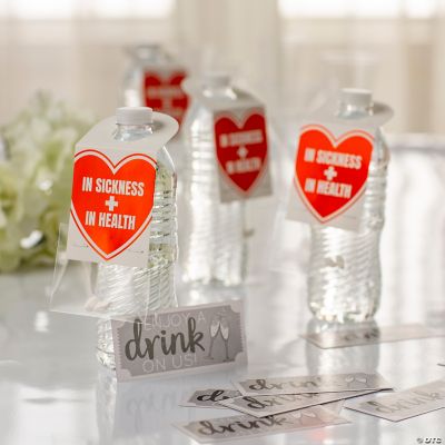 48 Pc. In Sickness & In Health Wedding Water Bottle Tags & Drink ...