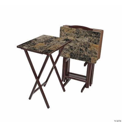 Pearington 19 in. L X 14.5 in. W Brown with Faux Marble Wood Folding ...