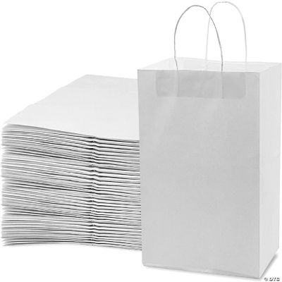 Prime Line Packaging- White Kraft Paper Bags W/ Handles, 100 Pcs. 10x6 ...
