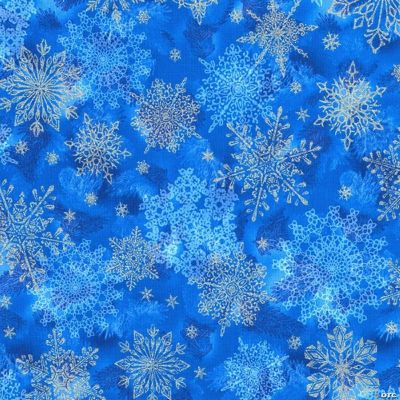 Holiday Flourish 15 Christmas Blue Snowflakes Cotton Fabric Kaufman...