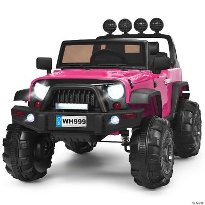 Costway 12V Kids Ride On Truck RC Car w/ LED Lights Music Trunk Pink