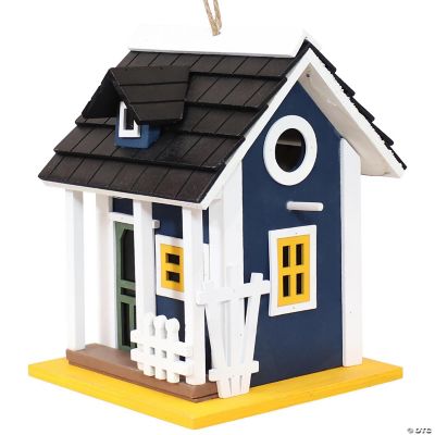 Sunnydaze 9.25" Charming Cottage Wood Hanging Bird House with Solar ...