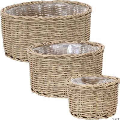Sunnydaze Decorative Round Indoor/Outdoor Polyrattan Basket Flower ...