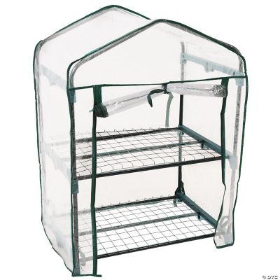 Sunnydaze Outdoor Portable Growing Rack 2-Tier Greenhouse with PVC Roll ...