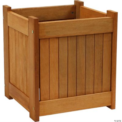 Sunnydaze Outside Meranti Wood Outdoor Planter Box with Teak Oil Finish ...